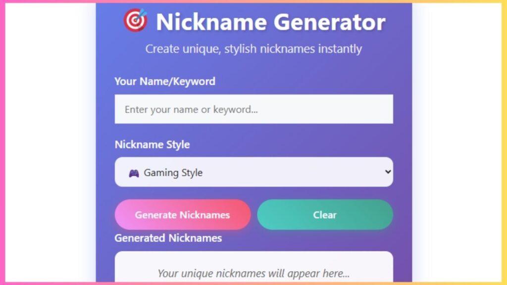 FREE AI Prompt: Create Nickname Generator Tool